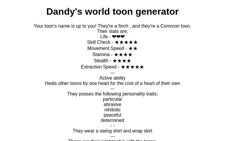 Dandy's world toon generator