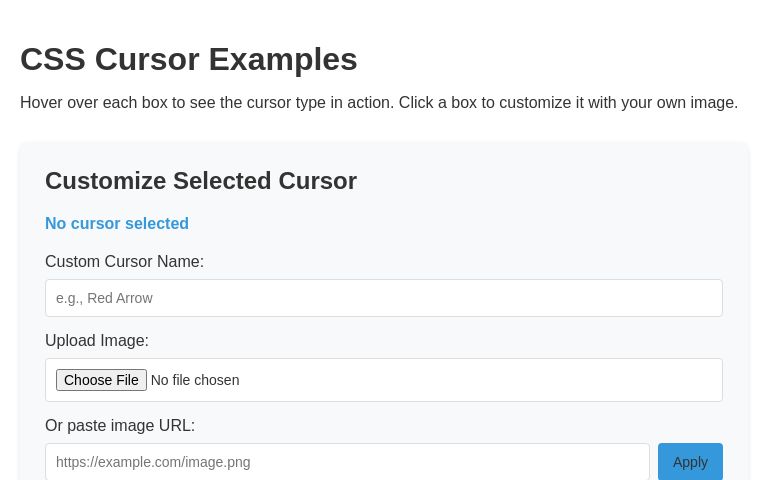 CSS Cursor Examples ― Perchance Generator