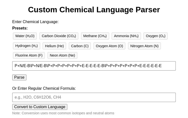 Custom Chemical Language Parser ― Perchance Generator