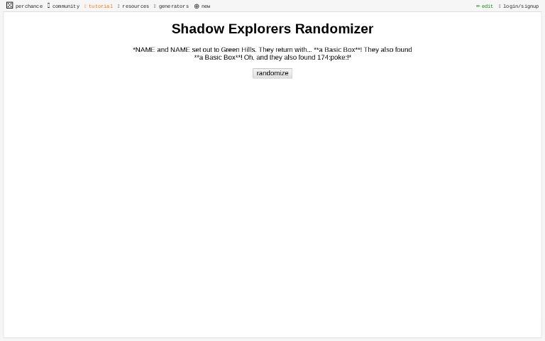 Shadow Explorers Randomizer ― Perchance Generator