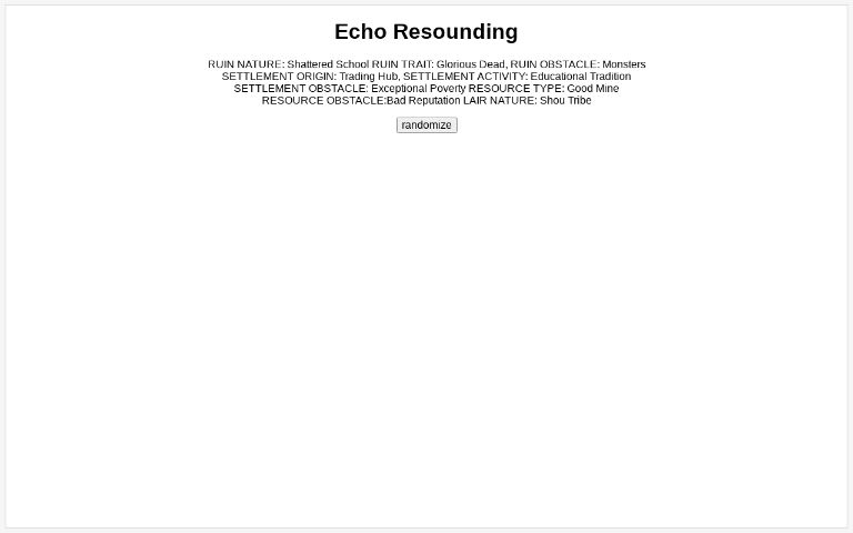 Echo Resounding ― Perchance Generator