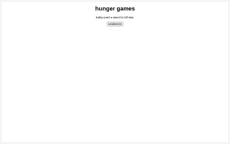 hunger games ― Perchance Generator