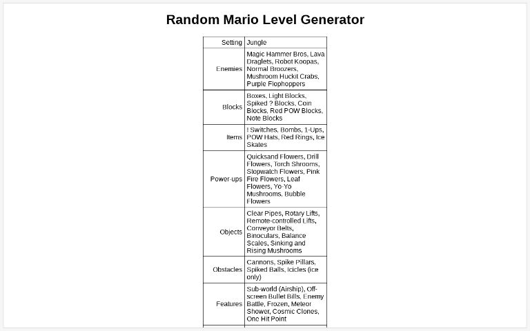 Random Mario Level Generator