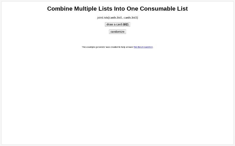 Combine Multiple Lists Into One Consumable List ― Perchance Generator