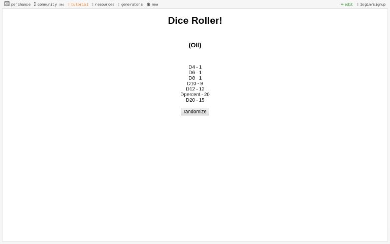 Dice Roller!(Oli) ― Perchance Generator