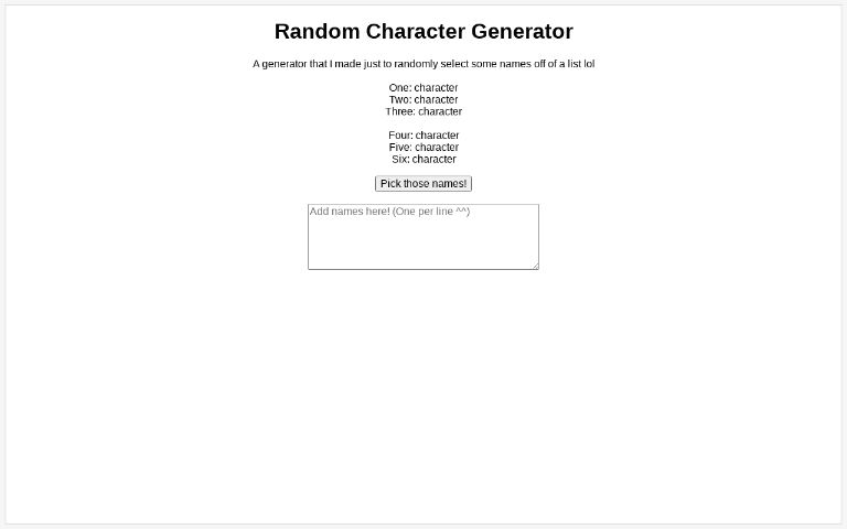 Random Character Generator