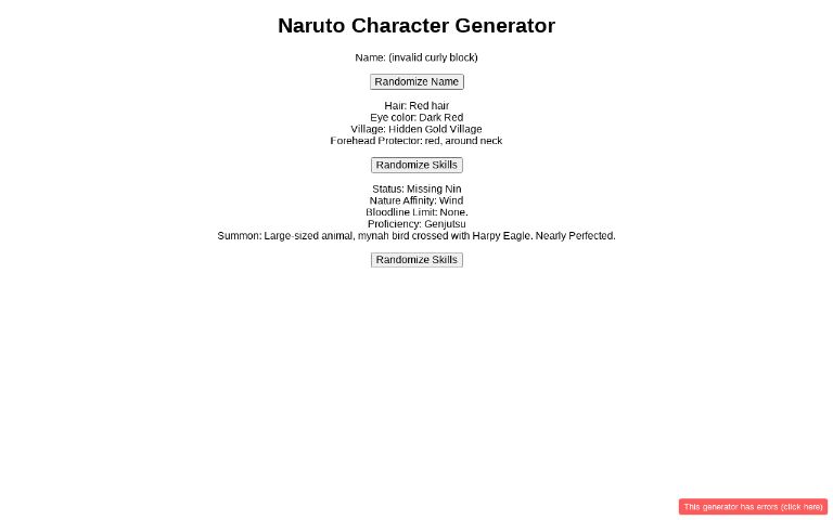 Naruto Character Generator
