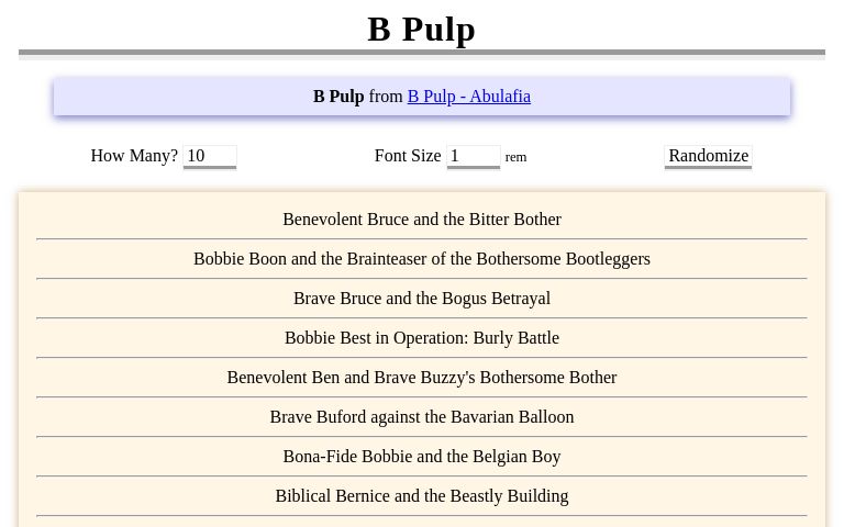 B Pulp ― Perchance Generator