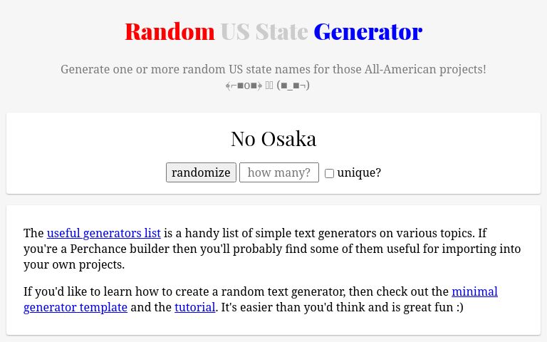 Random US State Generator