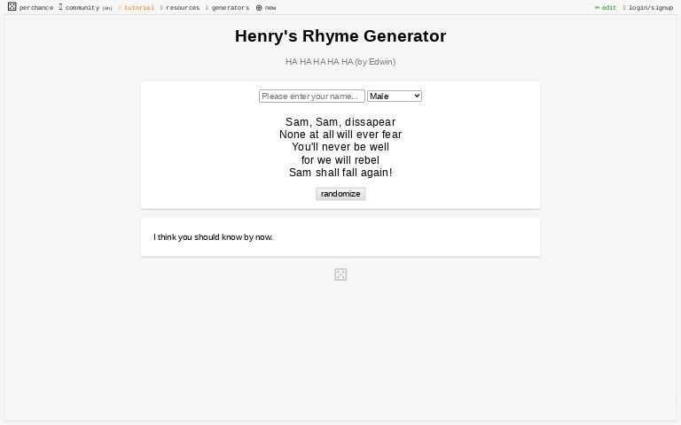 Henry's Rhyme Generator