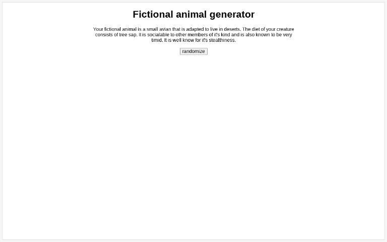 Fictional animal generator