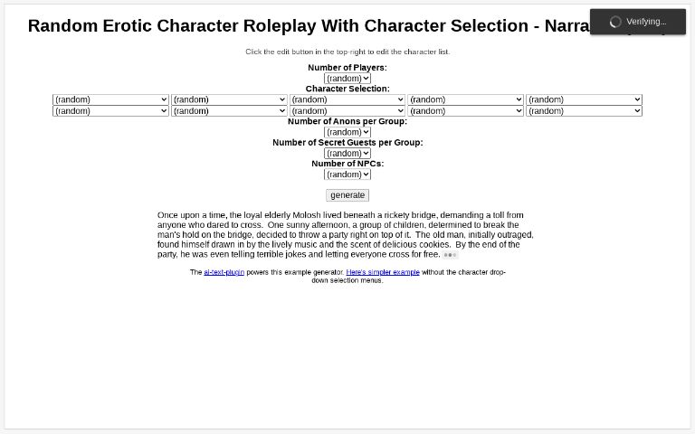 Random Erotic Character Roleplay With Character Selection - Narrative (JLV)