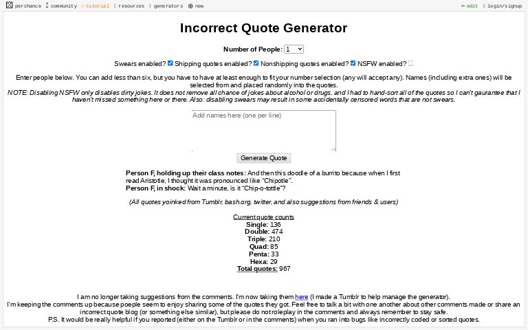 Incorrect Quote Generator ― Perchance