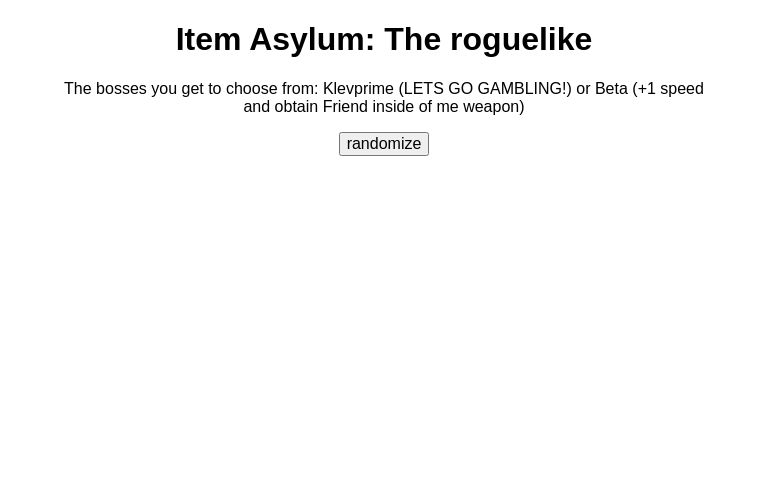 Item Asylum: The roguelike ― Perchance Generator