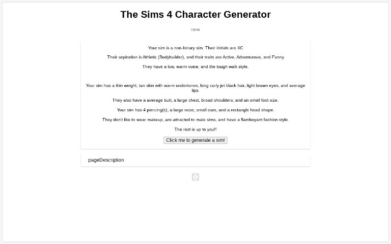 The Sims 4 Character Generator