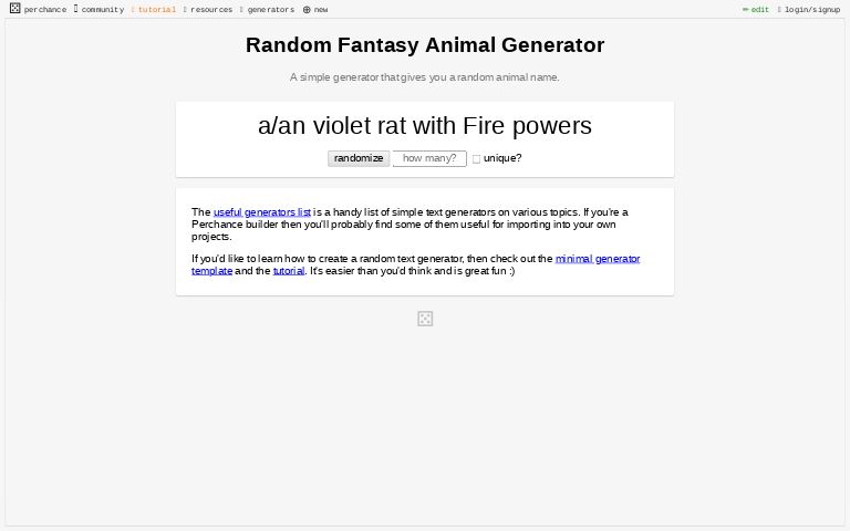 Random Fantasy Animal Generator