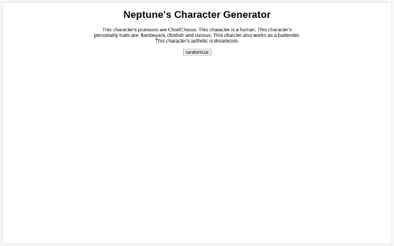 Neptune's Character Generator