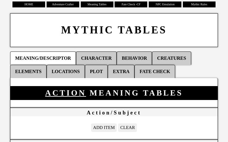 Mythic Tables ― Perchance Generator
