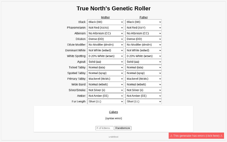 True North's Genetic Roller ― Perchance Generator