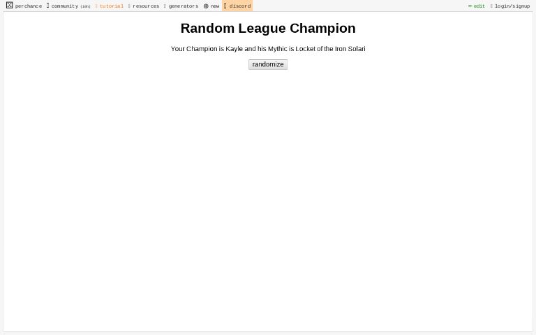 Random League Champion ― Perchance Generator
