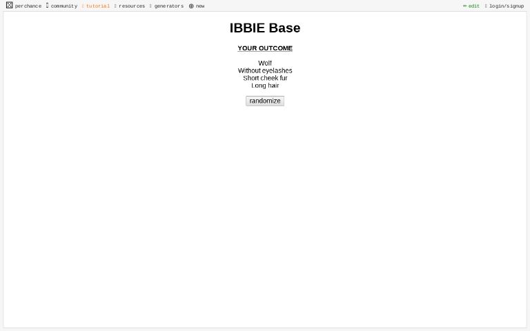 IBBIE Base ― Perchance Generator