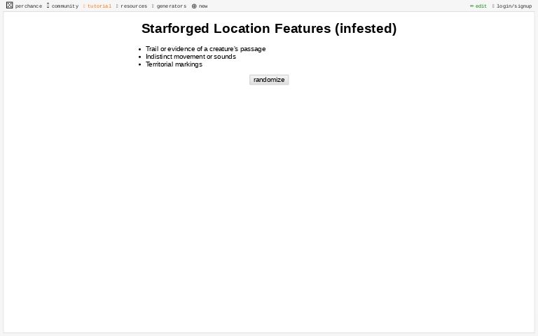 Starforged Location Features (infested) ― Perchance Generator