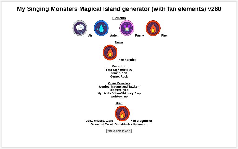 My Singing Monsters Magical Island generator (with fan elements) v260