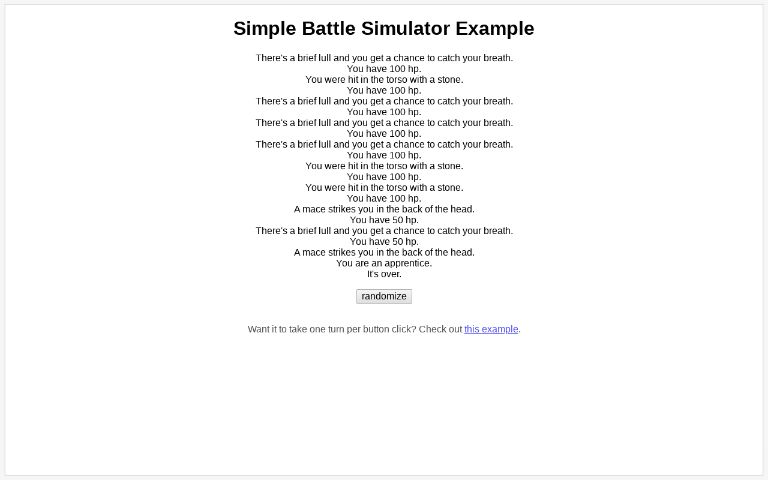 Simple Battle Simulator Example ― Perchance Generator