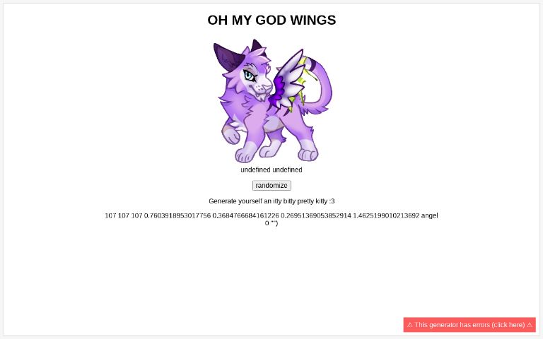 OH MY GOD WINGS ― Perchance Generator