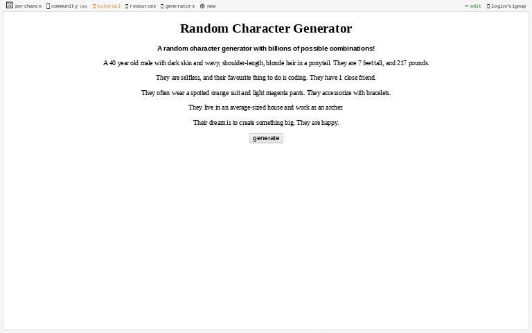 Random Character Generator ― Perchance
