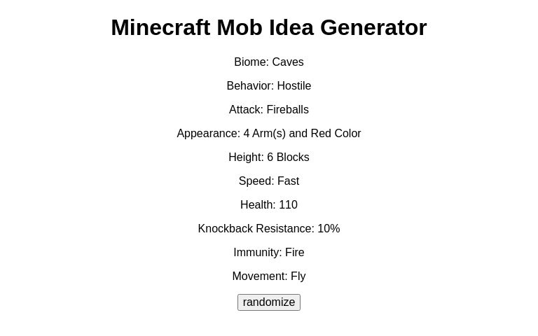 Minecraft Mob Idea Generator