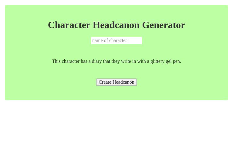 Character Headcanon Generator