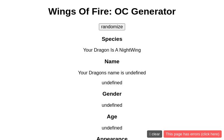 Wings Of Fire: OC Generator