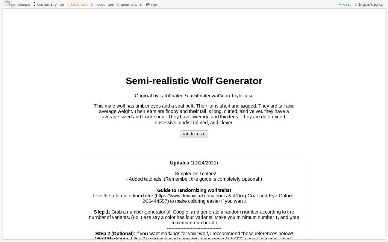 Semi-realistic Wolf Generator