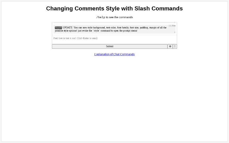 Changing Comments Style with Slash Commands ― Perchance Generator