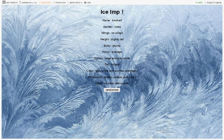 Ice Imp ! ― Perchance Generator