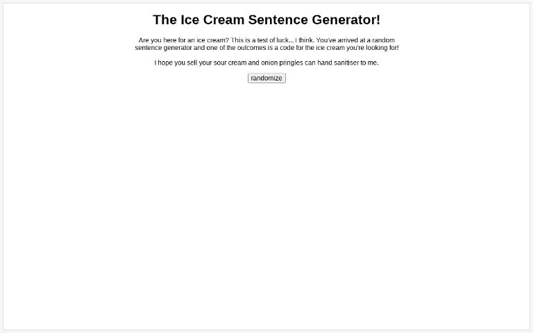 The Ice Cream Sentence Generator!