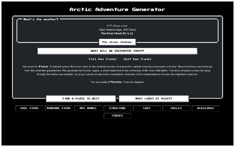 Arctic Adventure Generator