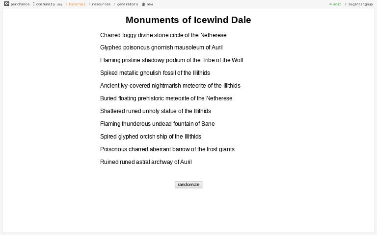Monuments of Icewind Dale ― Perchance Generator