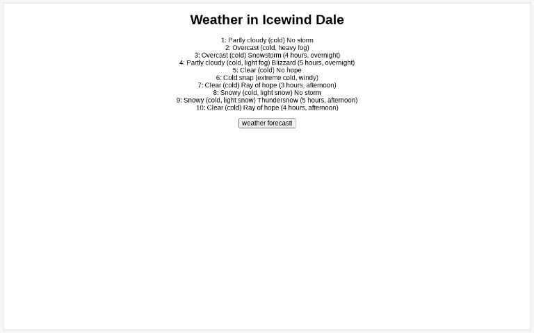 Weather in Icewind Dale ― Perchance Generator