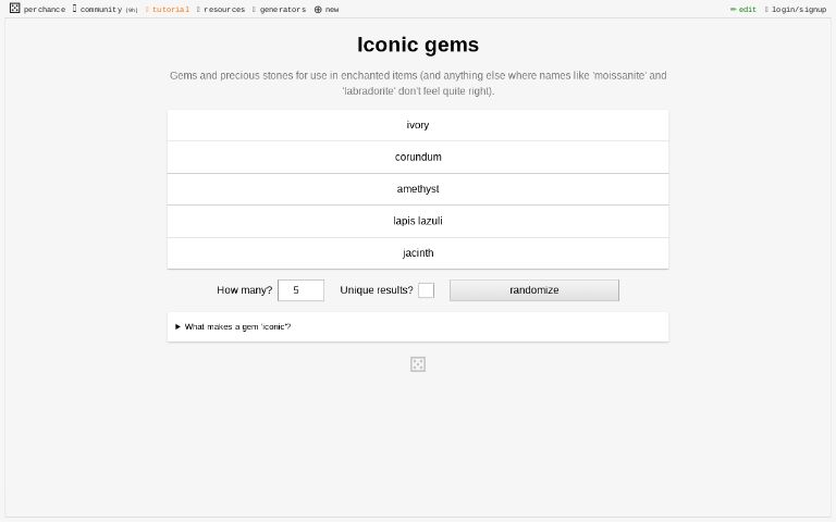 Iconic gems ― Perchance Generator