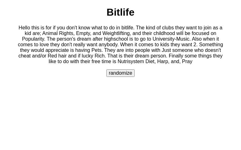 Bitlife ― Perchance Generator