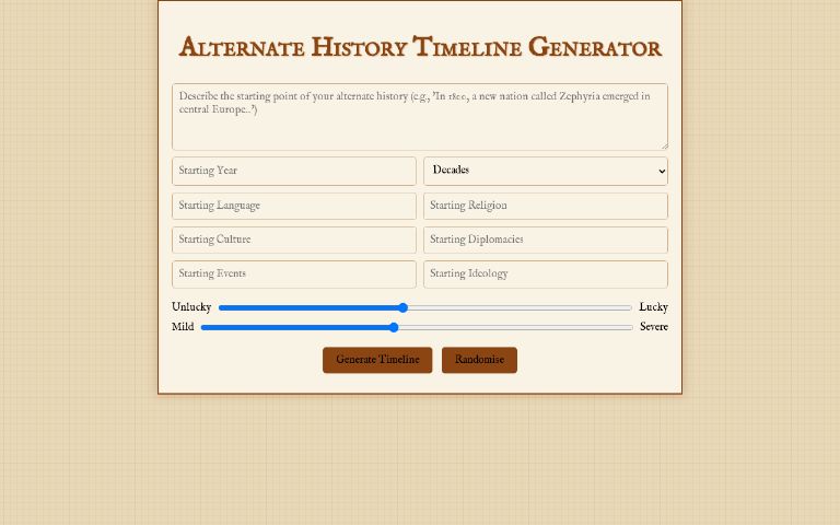 Alternate History Timeline Generator