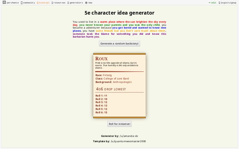 5e character idea generator
