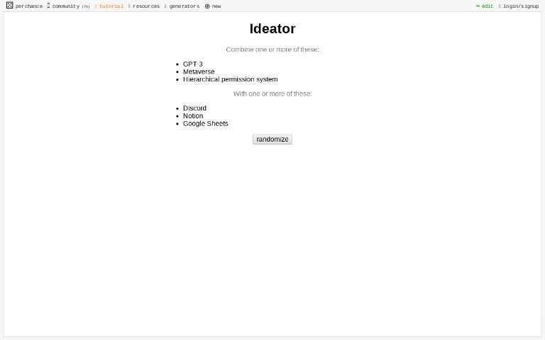 Ideator ― Perchance Generator