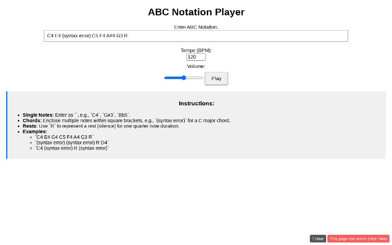 ABC Notation Player ― Perchance Generator