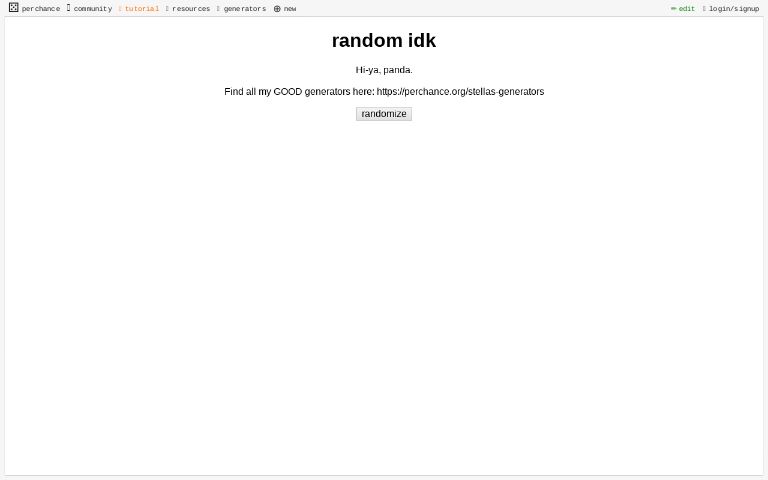 random idk ― Perchance Generator