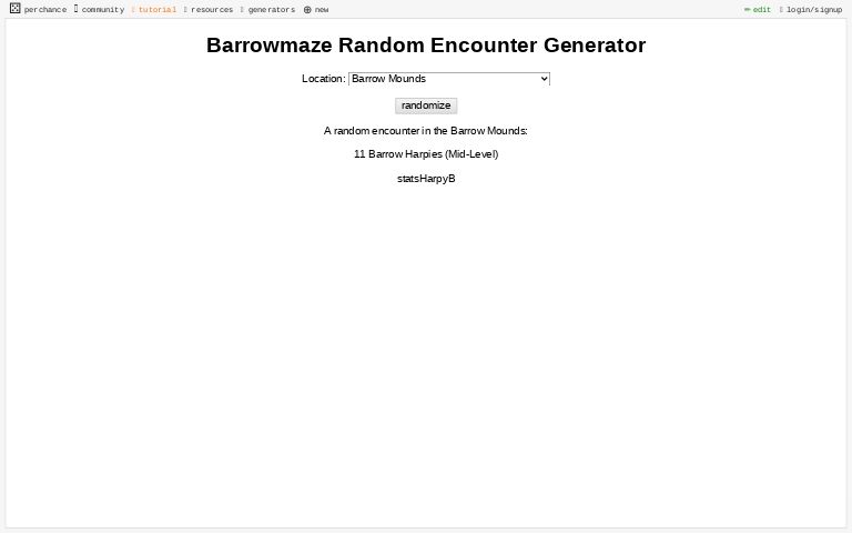 Barrowmaze Random Encounter Generator