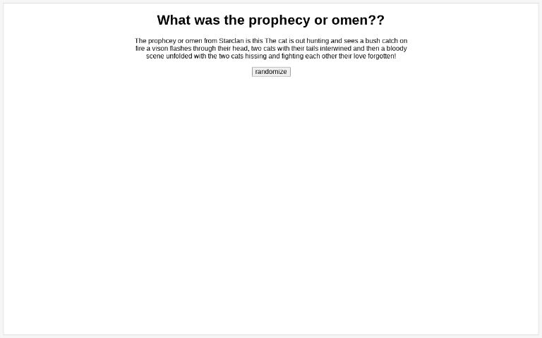 What was the prophecy or omen?? ― Perchance Generator