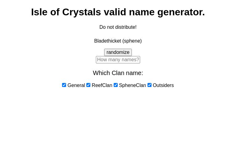 Isla Del Olvido valid name generator.